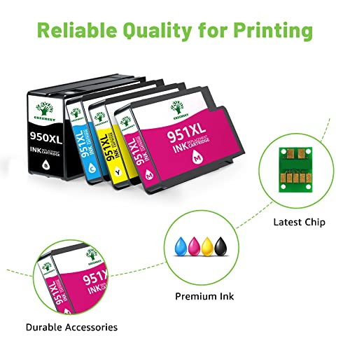 950XL 951XL High Yield Remanufactured Ink Cartridges 4 Combo Pack Replacement for HP OfficeJet Pro 8600 8610 8620 8100 8630 8660 8640 8615 8625 276DW 251DW Printer (Black, Cyan, Magenta, Yellow)