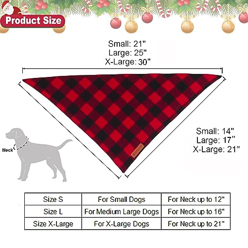 ADOGGYGO 4 Pack Dog Bandana Christmas Classic Plaid Pet Bandana Scarf, Multiple Sizes Offered, Blue White Green Red Plaid Bandana for Small Dogs (Small, Christmas)