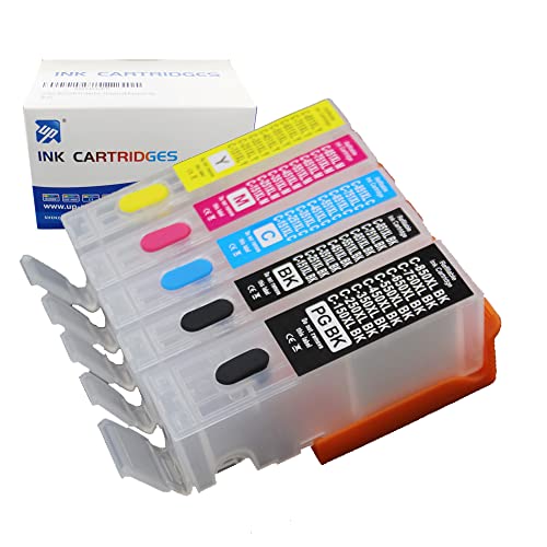 UPink 5 Colors PGI-250 CLI-251 Empty refillable Ink Cartridge Compatible for Canon MG5420 IP7220 MX722 MX922 MG5520 MG6420 MG5620 MG6620 MG5522 iX6800 iX6820 ip8720 MG7120 MG7520 MG6320 Printer