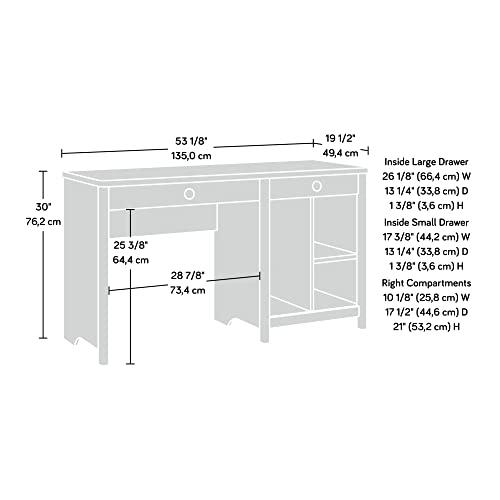 Sauder Dover Edge Computer Desk with Drawers, L: 53.15" x W: 19.45" x H: 30.0", Glacier Oak Finish