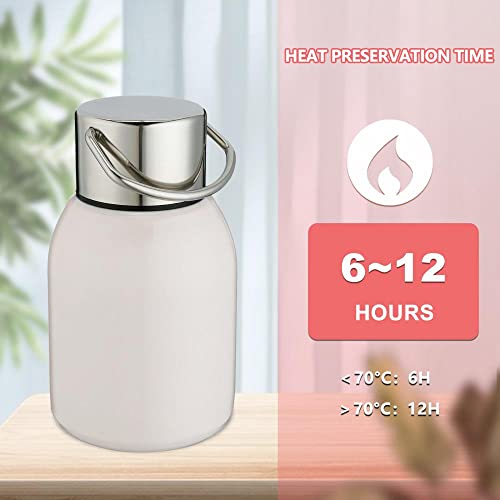 Simcat Insulated Water Bottle, 7 Oz Stainless Steel Water Bottles, Small Water Bottle Insulated Keep Cold and Hot for 12 Hours, Kids Insulated Water Bottle Flask, Leak Proof (White)