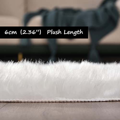 Goolela Faux Fur Rug Throw Rugs Small White Rug 2x3 Sheep Skin Rug Fluffy Washable Rug for Bedroom Dorm Bedside Rug Luxury Room Decor, Rectangle