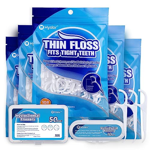 Hyslor Floss, Dental Floss Picks 600 Count, No-Stretch, No-Shred & No-Break Use, Smooth and Thin Floss for Clean Teeth and Gums, 2 Portable Travel Cases