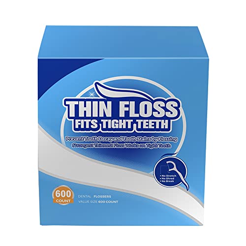 Hyslor Floss, Dental Floss Picks 600 Count, No-Stretch, No-Shred & No-Break Use, Smooth and Thin Floss for Clean Teeth and Gums, 2 Portable Travel Cases