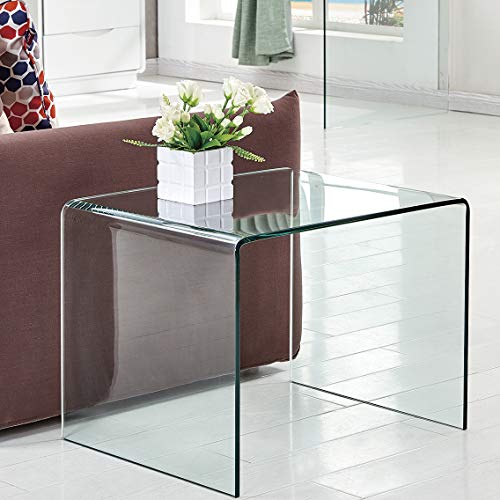 Bedside Table,Glass Nightstand Table (20x20x19) Clear