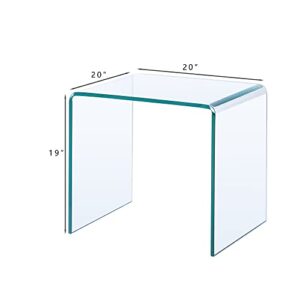 Bedside Table,Glass Nightstand Table (20x20x19) Clear