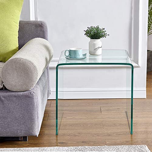 Bedside Table,Glass Nightstand Table (20x20x19) Clear