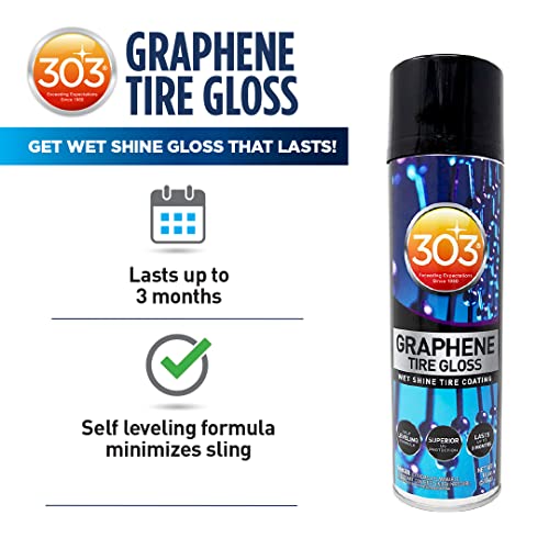 303 Products Graphene Tire Gloss – High Gloss Shine – UV Protection – Hydrophobic Spray Coating – Prevents Cracking and Dry Rot – 3 Months of Protection – 18 oz (30250)