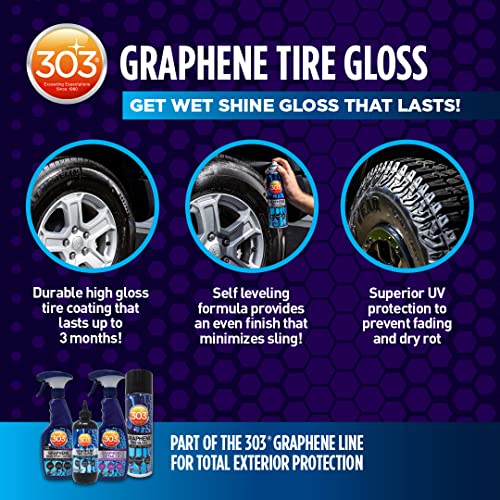 303 Products Graphene Tire Gloss – High Gloss Shine – UV Protection – Hydrophobic Spray Coating – Prevents Cracking and Dry Rot – 3 Months of Protection – 18 oz (30250)