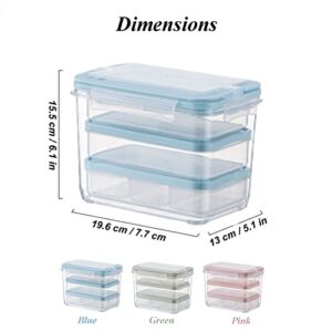 amokk Lunch Containers for Adults with Lids Portable Bento Lunch Box Large Capacity Salad Container for Lunch BPA Free (Blue)