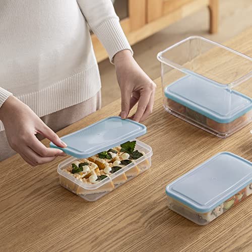 amokk Lunch Containers for Adults with Lids Portable Bento Lunch Box Large Capacity Salad Container for Lunch BPA Free (Blue)