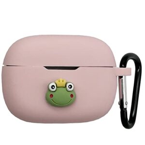 cartoon kawaii case for jbl vibe 200tws earbuds, seadream portable cute 3d frog animal cartoon scratch shock resistant protective cover with carabiner (frog)