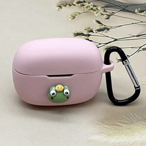 Cartoon Kawaii Case for JBL Vibe 200TWS Earbuds, Seadream Portable Cute 3D Frog Animal Cartoon Scratch Shock Resistant Protective Cover with Carabiner (Frog)