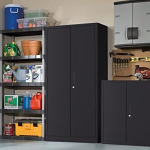 LUCYPAL Metal Garage Storage Cabinet with 2 Doors, 70.8’’Steel Lockable Tool Cabinets with 4 Adjustable Shelves,File Cabinet for Office,Home,Garage,Gym,School,Black