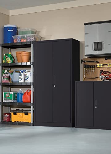 LUCYPAL Metal Garage Storage Cabinet with 2 Doors, 70.8’’Steel Lockable Tool Cabinets with 4 Adjustable Shelves,File Cabinet for Office,Home,Garage,Gym,School,Black