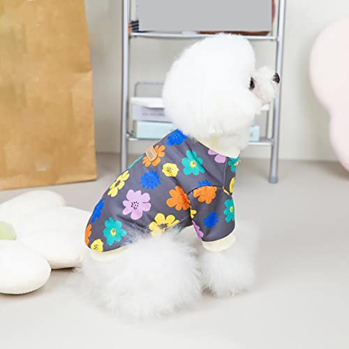 Winter Clothes Fashion Pet Autumn and Winter Teddy Small Dog Color Flower Pattern Open Button Sweater Knot Sweater for Dog