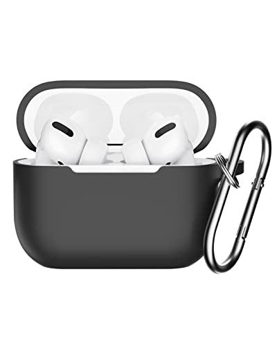 STONEPLUM Airpods Pro Case Cover,Full Protective Silicone with Keychain Accessories for Women Men with New Apple Airpods Pro Case(Black)