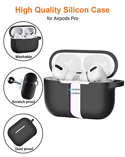 STONEPLUM Airpods Pro Case Cover,Full Protective Silicone with Keychain Accessories for Women Men with New Apple Airpods Pro Case(Black)