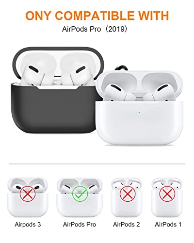 STONEPLUM Airpods Pro Case Cover,Full Protective Silicone with Keychain Accessories for Women Men with New Apple Airpods Pro Case(Black)