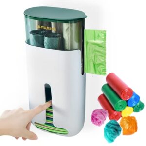 poernica plastic bag holder roll of trash bag organizer 2 in 1 wall mount garbage bag dispenser for home & kitchen trash bag organization