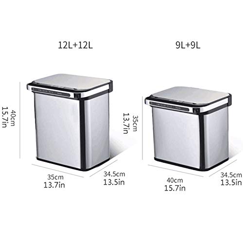 LXXSH Garbage Sorting Trash Can Household Smart Trash Can with Lid Stainless Steel Kitchen Motion Induction Trash Can Trash Can for Bedroom (Size : 9l)