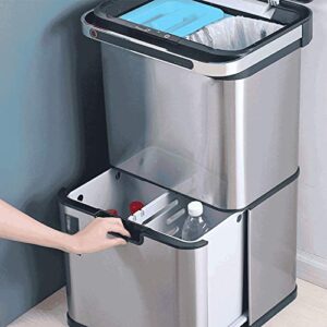 LXXSH Garbage Sorting Trash Can Household Smart Trash Can with Lid Stainless Steel Kitchen Motion Induction Trash Can Trash Can for Bedroom (Size : 9l)