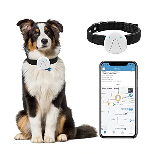 LeonardCreek Pet GPS Tracker for Dogs, Tracking Dog Collar Device, GPS Activity Monitor for Cats, Unlimited Range & Waterproof Tracker for Dogs, GPS Locator for Pets, Pet Activity Tracker (White)