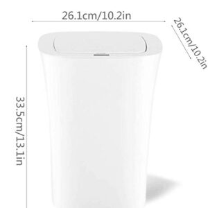 LXXSH Waterproof Smart Trash Can Household Induction Trash Can with Lid 10L Plastic Automatic Trash Can for Bedroom Kitchen Bathroom Trash Can for Bedroom