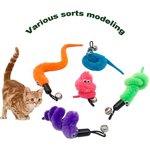 CATENESS Cat Worm Toy Refills Cat Wand Replacement Worms, 20 PCS Worms Cat Toy Refills, Cat Wand Attachments Worm for Cat Toys