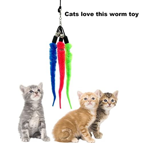 CATENESS Cat Worm Toy Refills Cat Wand Replacement Worms, 20 PCS Worms Cat Toy Refills, Cat Wand Attachments Worm for Cat Toys