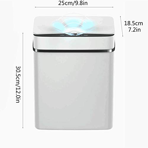 LXXSH 15L Household Trash Can with Lid Living Room Bedroom Induction Trash Can Rectangular Electric Trash Can,Powered by 4AA Batteries (not Included) (Size : A)