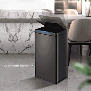 LXXSH 13 Gallon Stainless Steel Automatic Trash Can Large Metal Indoor Trash Can with Lid, Powered by Batteries (not Included) (Size : B)