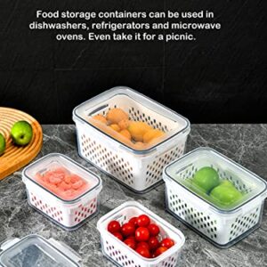 GOJUSO 4 Size Fruit Storage Containers for Fridge with Lids Clear Plastic Box Food Organization Stackable Organizer