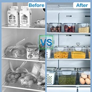 GOJUSO 4 Size Fruit Storage Containers for Fridge with Lids Clear Plastic Box Food Organization Stackable Organizer