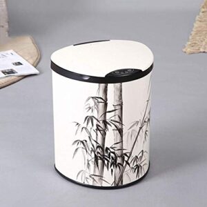 LXXSH Creative Living Room Bedroom Smart Trash Can 9L Household Trash Can with Lid Metal Automatic Induction Trash Can Round Barrel-Shaped Office Trash Can