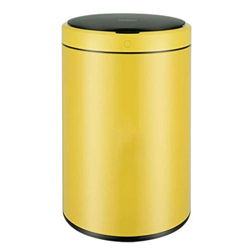 LXXSH Waterproof Smart Trash Can 12L Induction Household Trash Can with Lid Simple Automatic Trash Can for Kitchen Living Room Bedroom Bathroom (Size : Yellow)