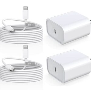 iPhone Charger Fast Charging 10 FT [Apple MFi Certified], 2 Pack PD 20W USB C Wall Charger Block with 10FT Long Type C to Lightning Fast Charging Data Sync Cable for iPhone 14 13 12 11 XS XR X 8 iPad