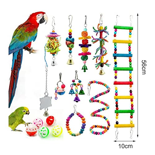 UGPLM 15Pcs Bird Toys Kit Chewing Toys with Bell Ball Bird Training Toys for Small Parakeets, Cockatiels, Budgies, Conures, Finches