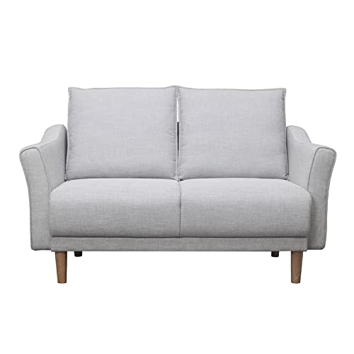 Best-Living Furniture Linen Fabric Small Sofa 56" Modern Sofa Couch, Mid-Century Love seat and Loveseat Sofa, 2 Seat Sofa for Small Space, (Grey)