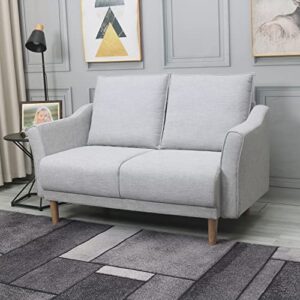 Best-Living Furniture Linen Fabric Small Sofa 56" Modern Sofa Couch, Mid-Century Love seat and Loveseat Sofa, 2 Seat Sofa for Small Space, (Grey)