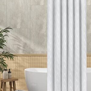 SUMGAR White Shower Curtain Waffle Weave Textured Soft Fabric Shower Curtains for Bathroom,Herringbone Jacquard Chevron Zig Zag Modern Boho Waterproof Shower Curtain Set with Hooks, 72" x 72"