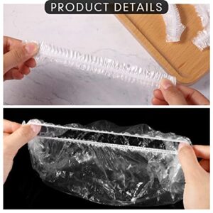 TaoBary Disposable Food Covers Elastic Plastic Covers with Elastic Edge 16.5" Food Storage Covers Reusable Stretch Bowl Covers for Outside Picnic Clear Plate Wrap Food Lids for Leftovers (300 Pcs)