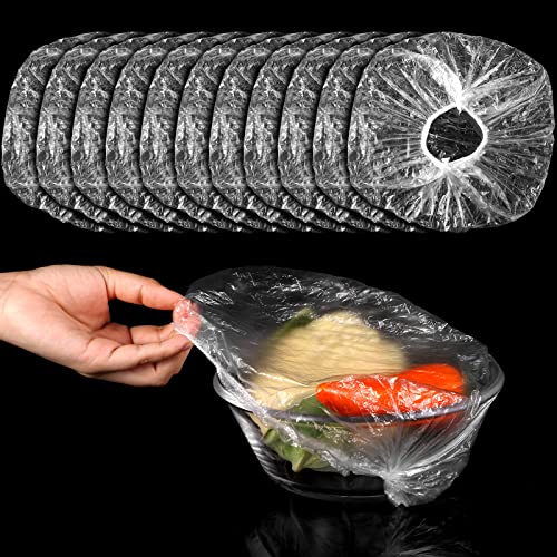 TaoBary Disposable Food Covers Elastic Plastic Covers with Elastic Edge 16.5" Food Storage Covers Reusable Stretch Bowl Covers for Outside Picnic Clear Plate Wrap Food Lids for Leftovers (300 Pcs)