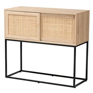 baxton studio amelia natural brown wood and natural rattan sideboard buffet