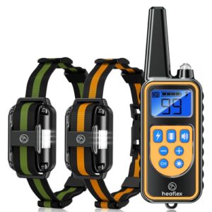 heaflex electric dog training collar with remote 1640ft, e-shock, safe training modes, rechargeable ip67 waterproof collars for 2 dogs