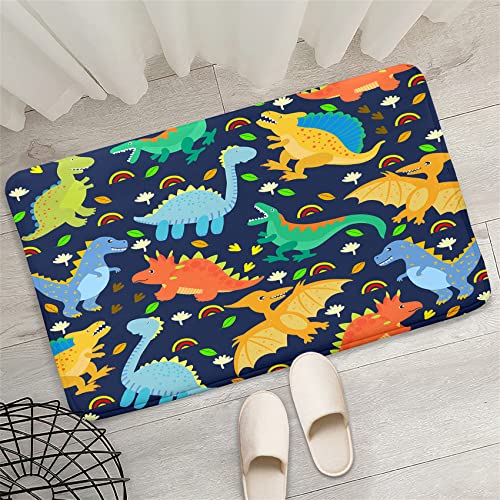 Cartoon Dinosaur Area Rugs Lovely Dinosaur Carpet Rugs for Boys Navy Blue Cute Animal Patterns Carpet Dinosaur Rugs for Boys Bedroom Living Dinning Room Bedroom Kitchen Playing Room, 2'×3'