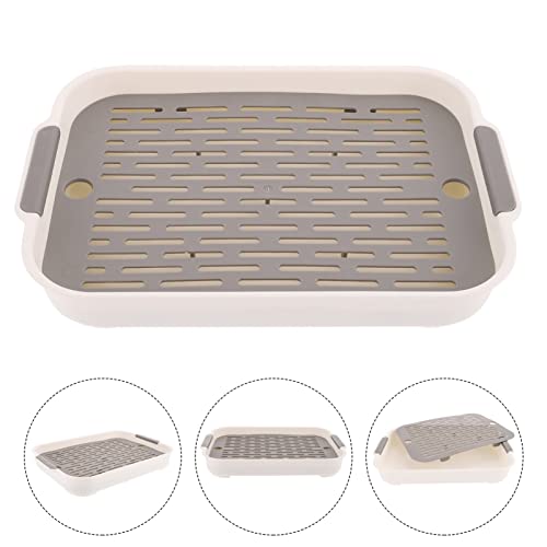 Rabbit Litter Box Plastic Small Animal Litter Box Toilet - Square Litter Tray Cage Toilet Potty Trainer for Rabbits Guinea Pigs Ferret Chinchilla Hamster - White