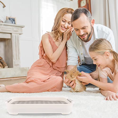 Rabbit Litter Box Plastic Small Animal Litter Box Toilet - Square Litter Tray Cage Toilet Potty Trainer for Rabbits Guinea Pigs Ferret Chinchilla Hamster - White