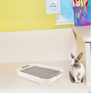 Rabbit Litter Box Plastic Small Animal Litter Box Toilet - Square Litter Tray Cage Toilet Potty Trainer for Rabbits Guinea Pigs Ferret Chinchilla Hamster - White