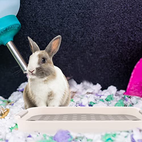 Rabbit Litter Box Plastic Small Animal Litter Box Toilet - Square Litter Tray Cage Toilet Potty Trainer for Rabbits Guinea Pigs Ferret Chinchilla Hamster - White